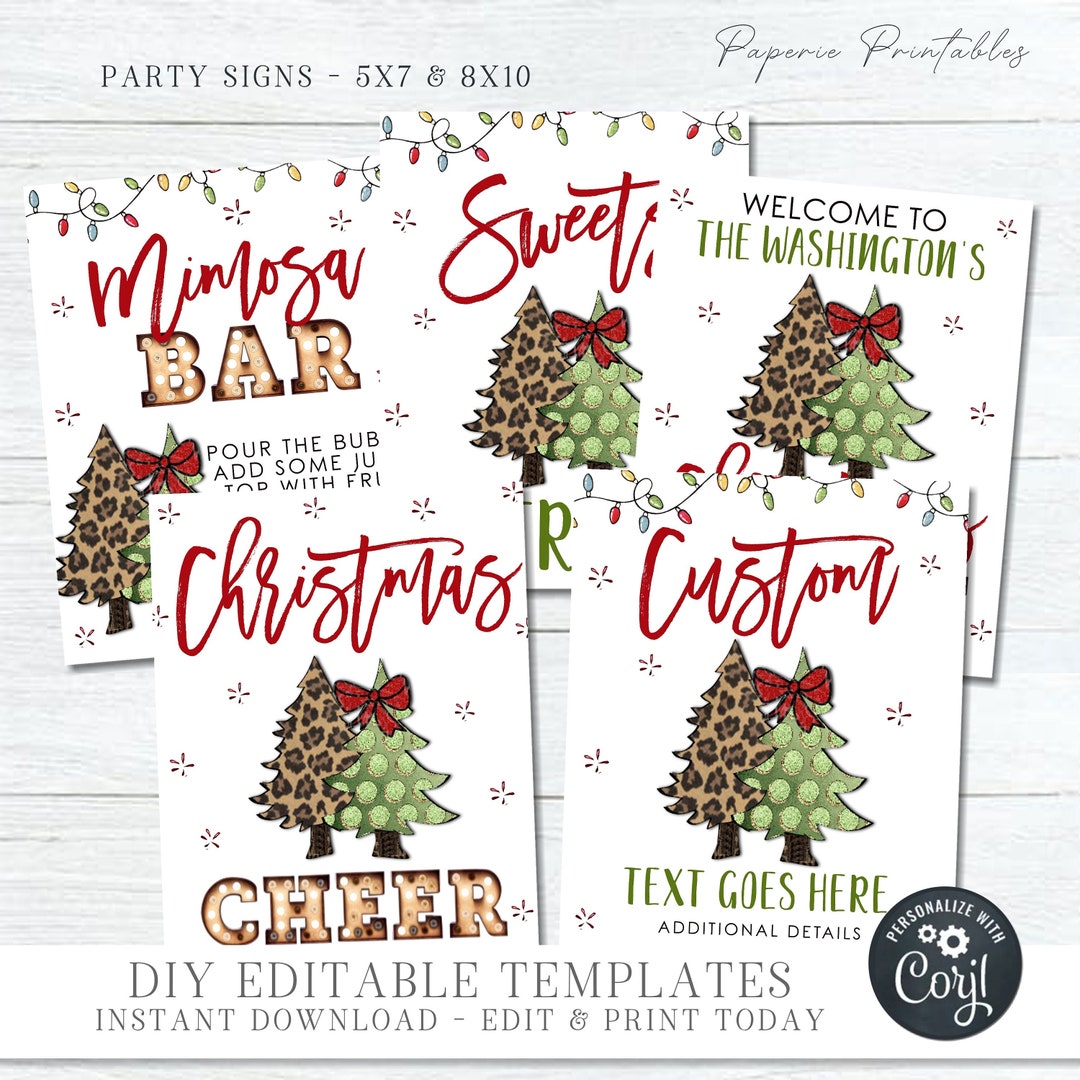 Editable Christmas Party Signs, Holiday Party Signs, Christmas Party ...