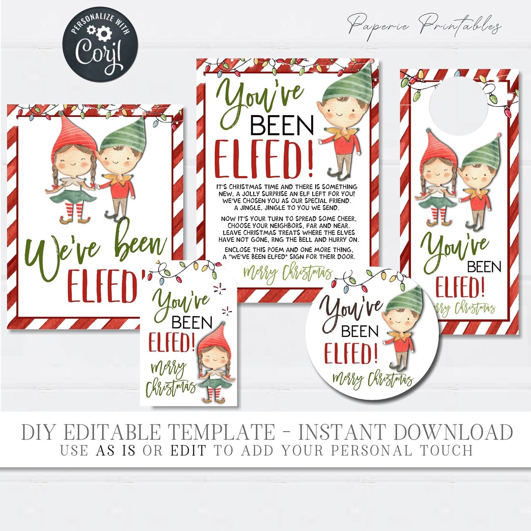 Editable You've Been Elfed Christmas Game (DIY Printable) - Etsy