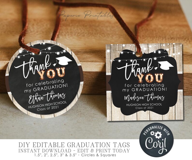 EDITABLE Graduation Gift Tags Graduation Tags Graduation - Etsy