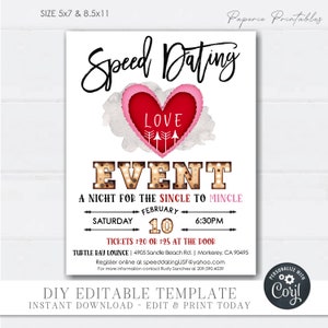 Editable Speed Dating Event Flyer Template (corjl DIY) - Etsy