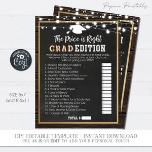 Editable Graduation Party Games, Price is Right Graduation Edition ...