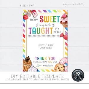 Editable Teacher Appreciation Gift Card Holder (digital Download) # ...