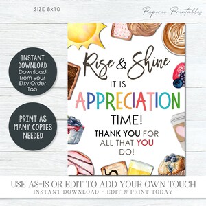 Editable Rise & Shine Teacher Appreciation Sign (digital Download) # ...