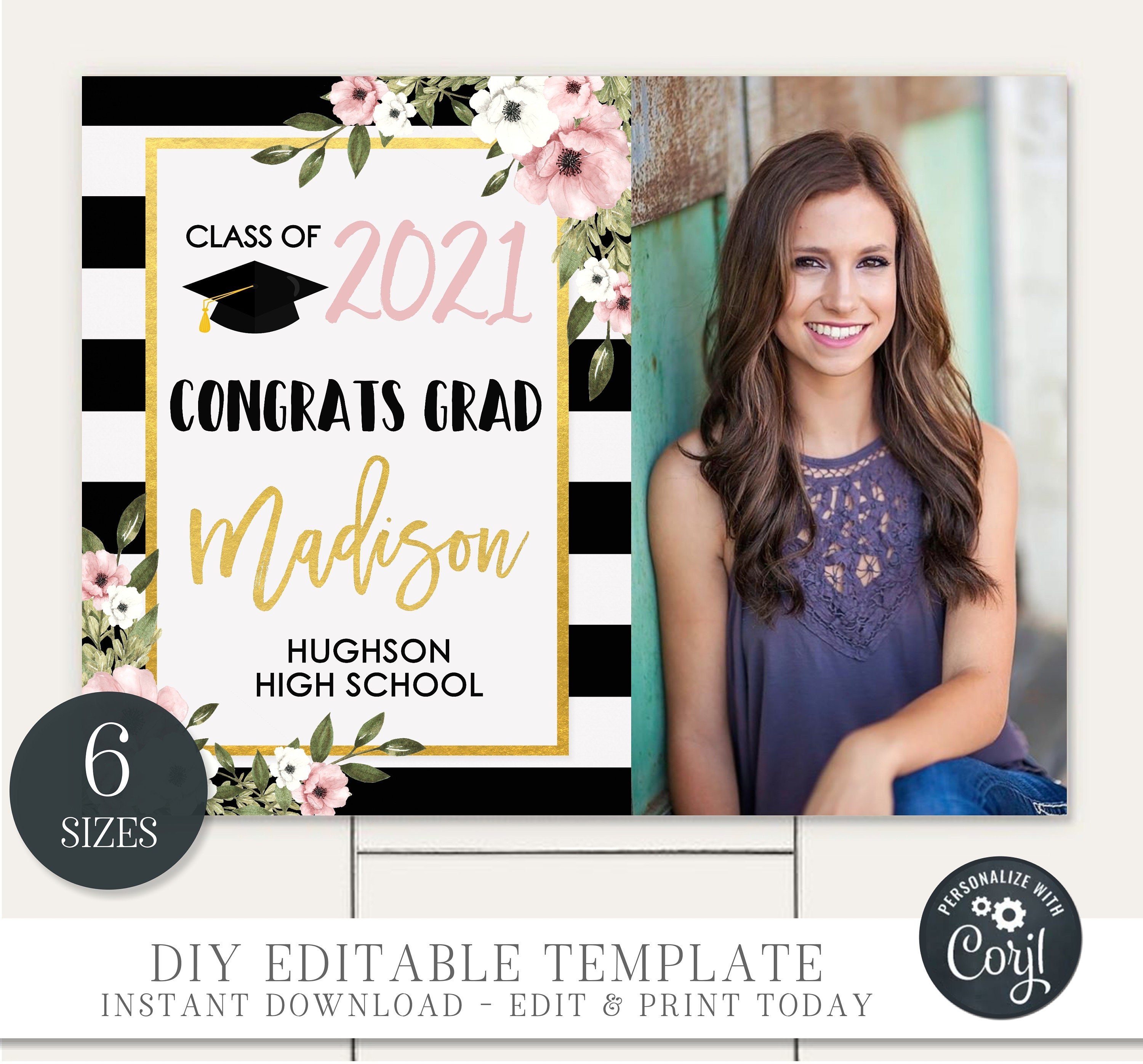 Editable Graduation Yard Sign: DIY Class of 2023 (digital Download) # ...