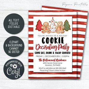 EDITABLE Christmas Cookie Exchange Invitation Holiday Cookie Decorating ...