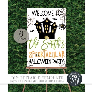 Editable Halloween Party Welcome Sign: Spooktacular Decor (DIY Digital ...