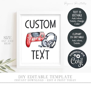 Editable Video Game Party Signs, Gaming Party Signs, Gaming Birthday ...
