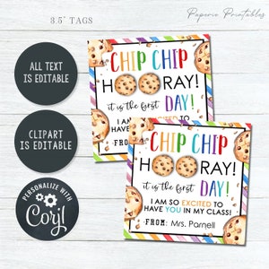 EDITABLE Cookie Teacher Gift Tag, Thank You First Day of School Tag ...