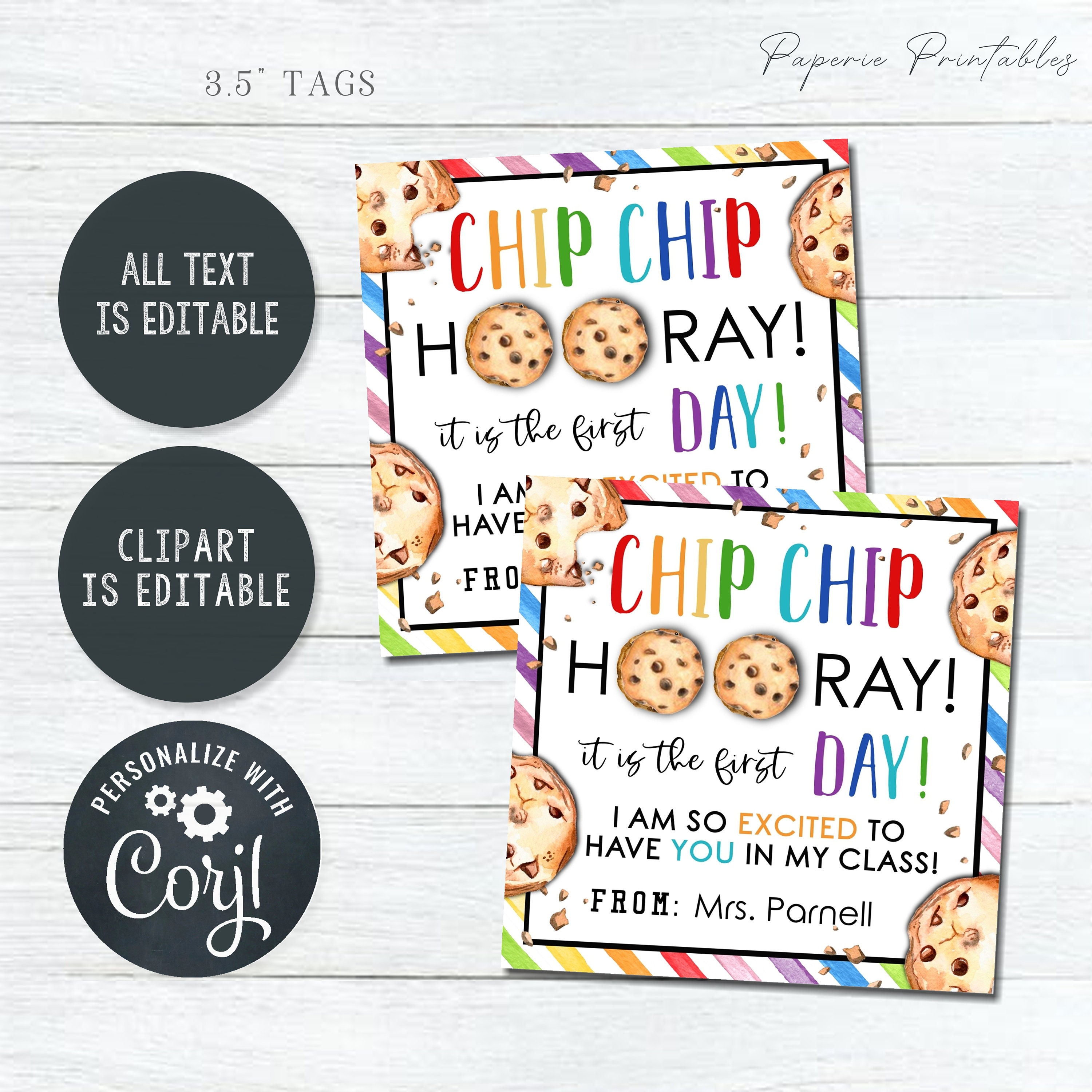 EDITABLE Cookie Teacher Gift Tag, Thank You First Day of School Tag ...