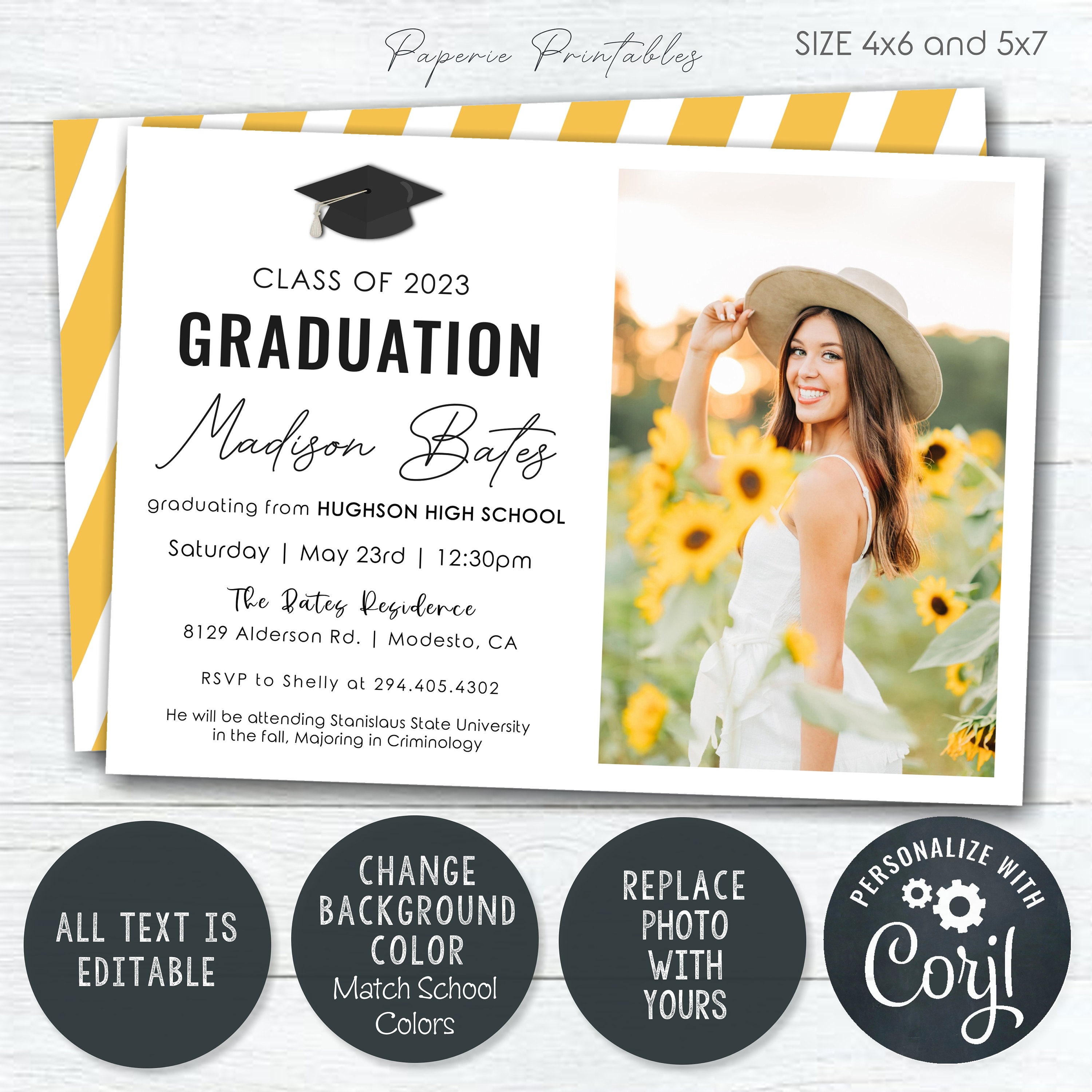 EDITABLE Graduation Party Invitation Class of 2023 Graduation - Etsy
