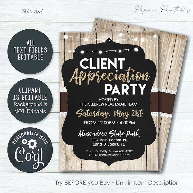 Editable Client Appreciation Party Invitation: DIY Corjl Template # ...