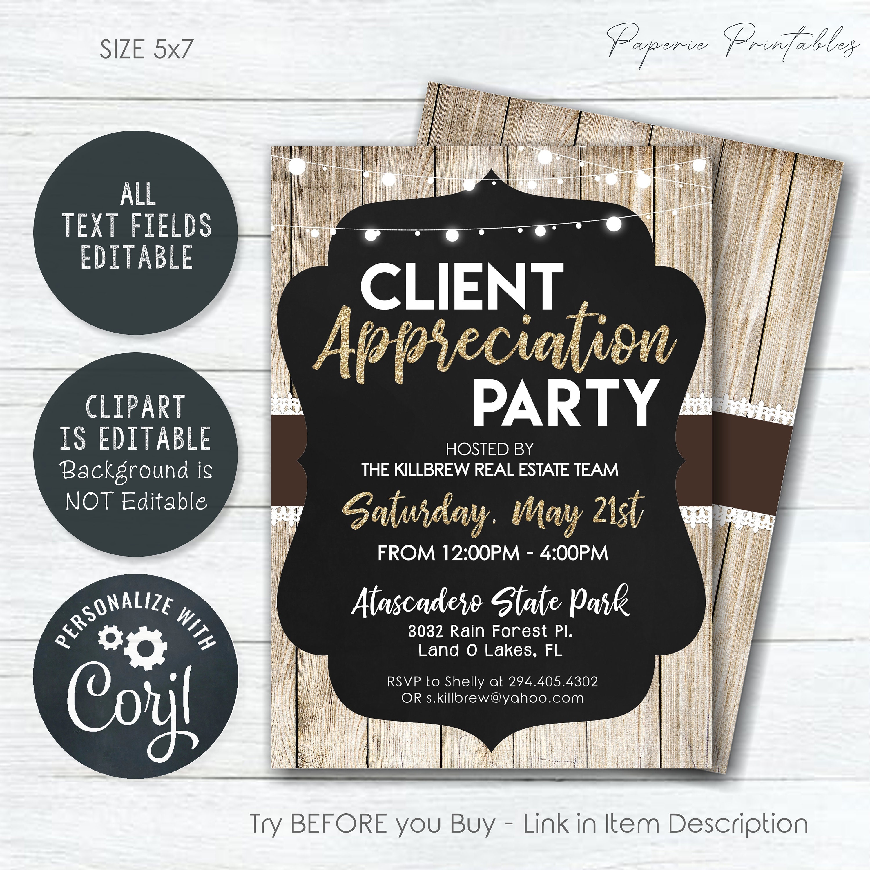 Editable Client Appreciation Party Invitation: DIY Corjl Template # ...