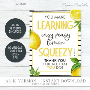 EDITABLE Teacher Appreciation Sign, Lemon Teacher Appreciation Sign ...