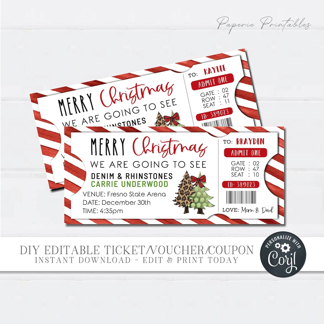 Editable Christmas Concert Ticket Template (digital Download) - Etsy