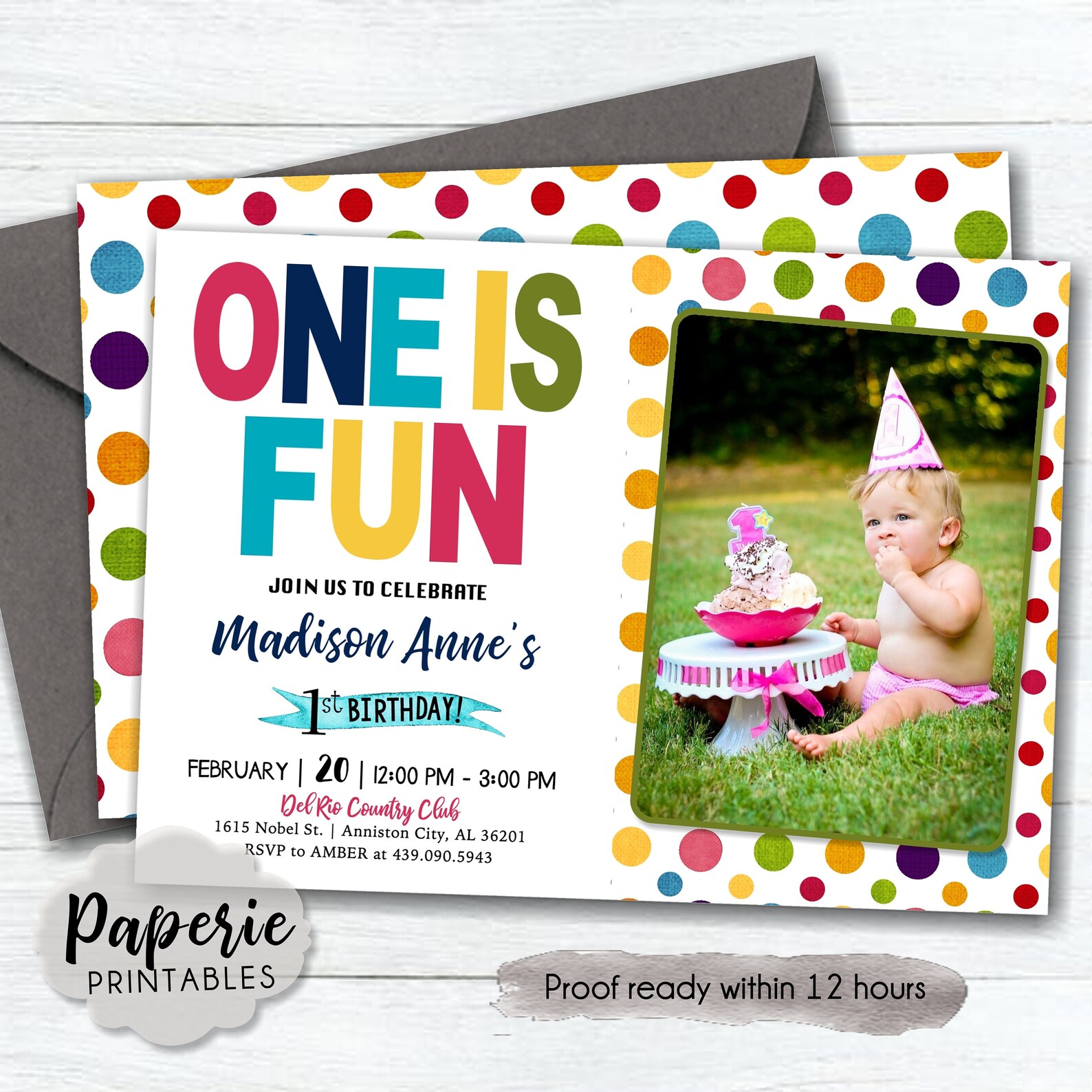 Ombre One is FUN Birthday Party Invitation 1st Birthday Party ...