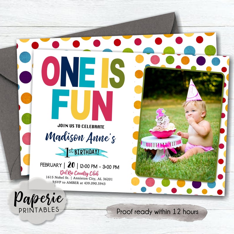 Ombre One is FUN Birthday Party Invitation 1st Birthday | Etsy