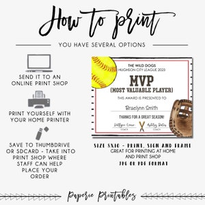 Editable Softball Award Certificates: Team Party Printables (DIY W ...