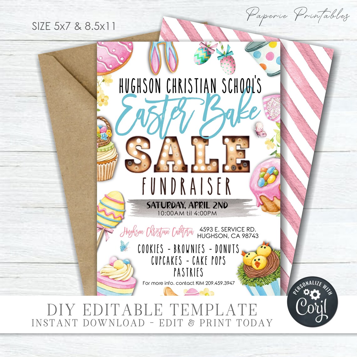 EDITABLE Easter Bake Sale Flyer Printable Easter Event Flyer | Etsy
