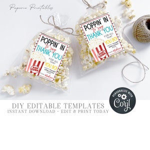 EDITABLE Popcorn Teacher Appreciation Gift Tag, Teacher Appreciation ...