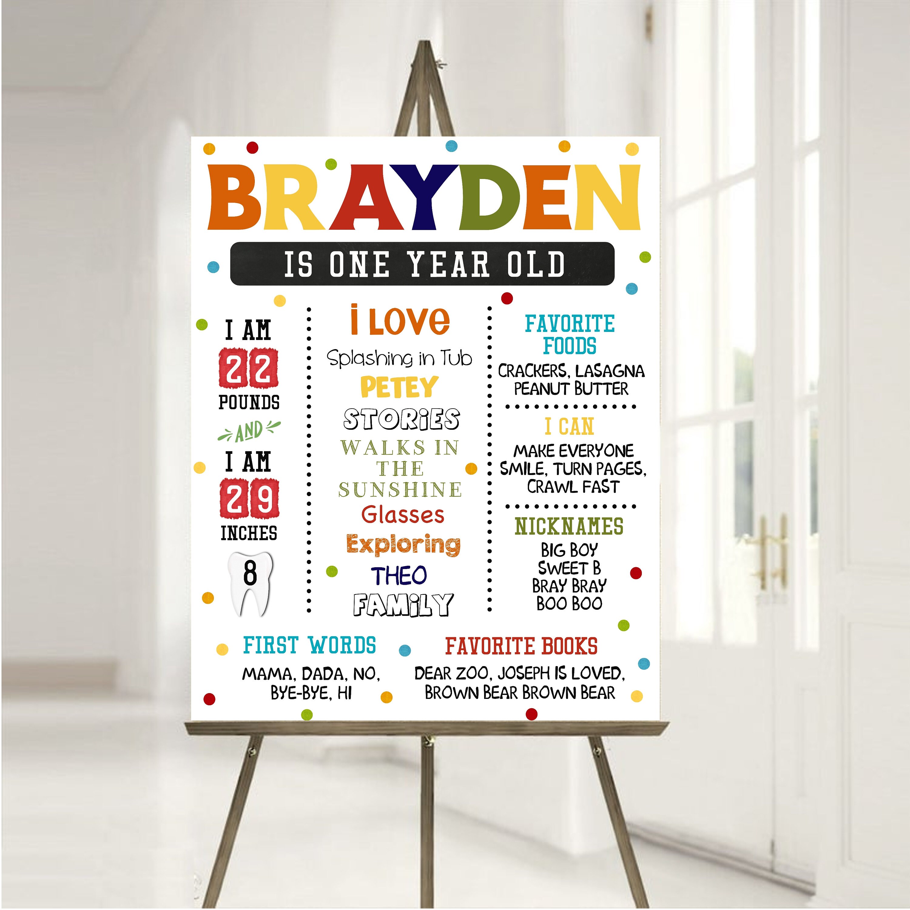 EDITABLE Birthday Milestone Poster Primary Color Birthday - Etsy España