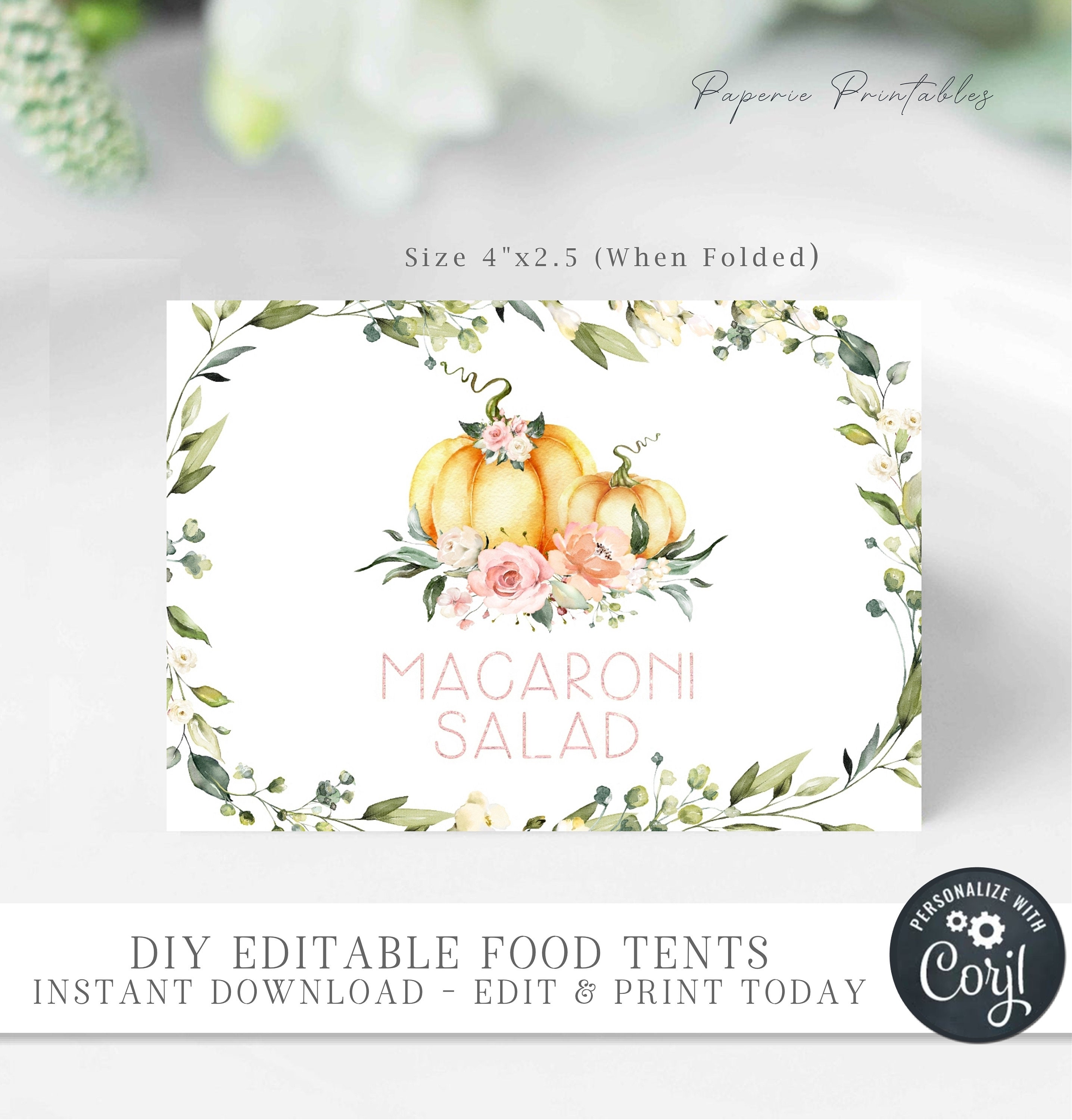 EDITABLE Pumpkin Food Label Tent Cards Girl Pumpkin Food | Etsy