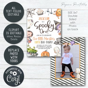 EDITABLE Halloween Birthday Invitation, Spooky One Halloween Birthday ...