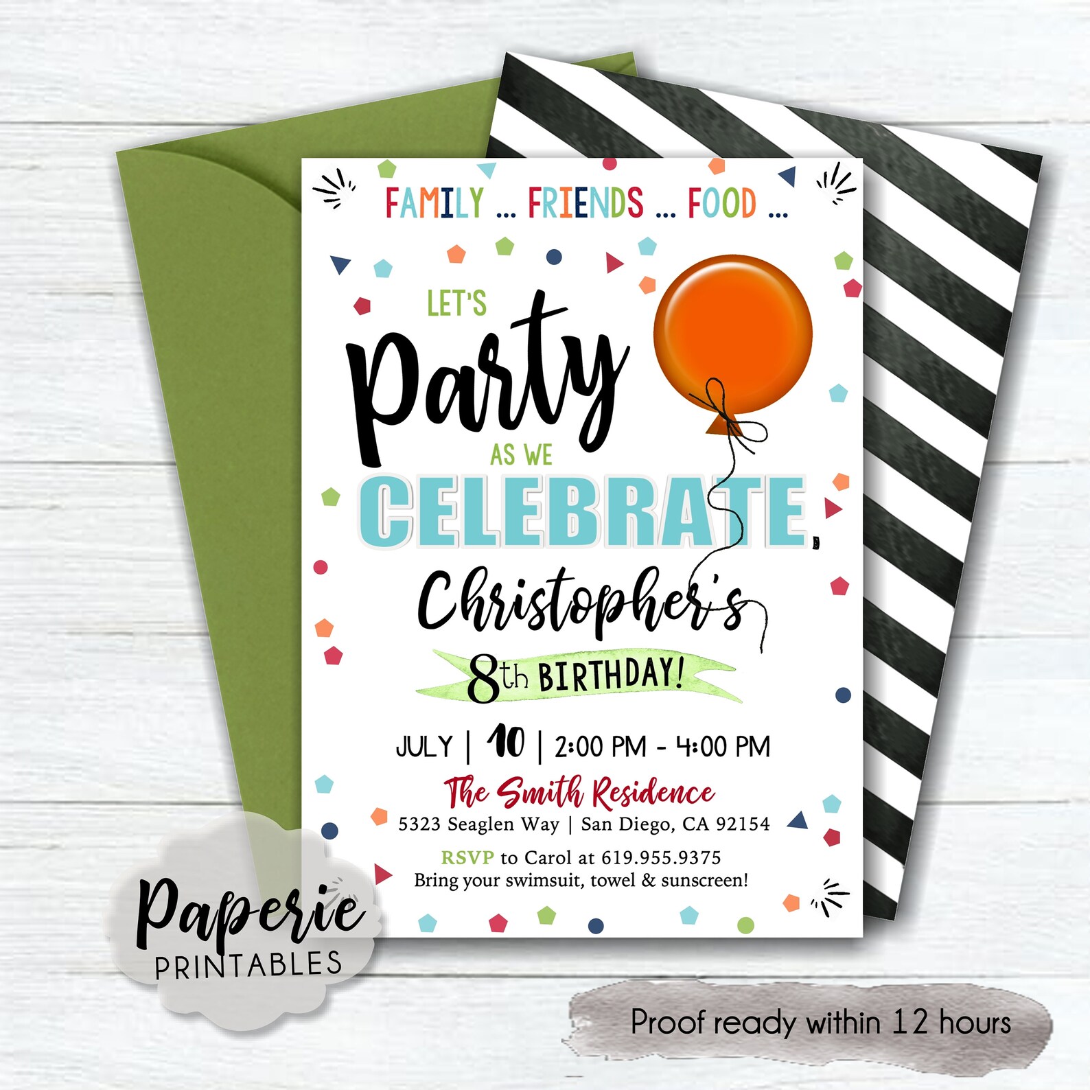Colorful Birthday Party Invitation Birthday Party Invitation | Etsy
