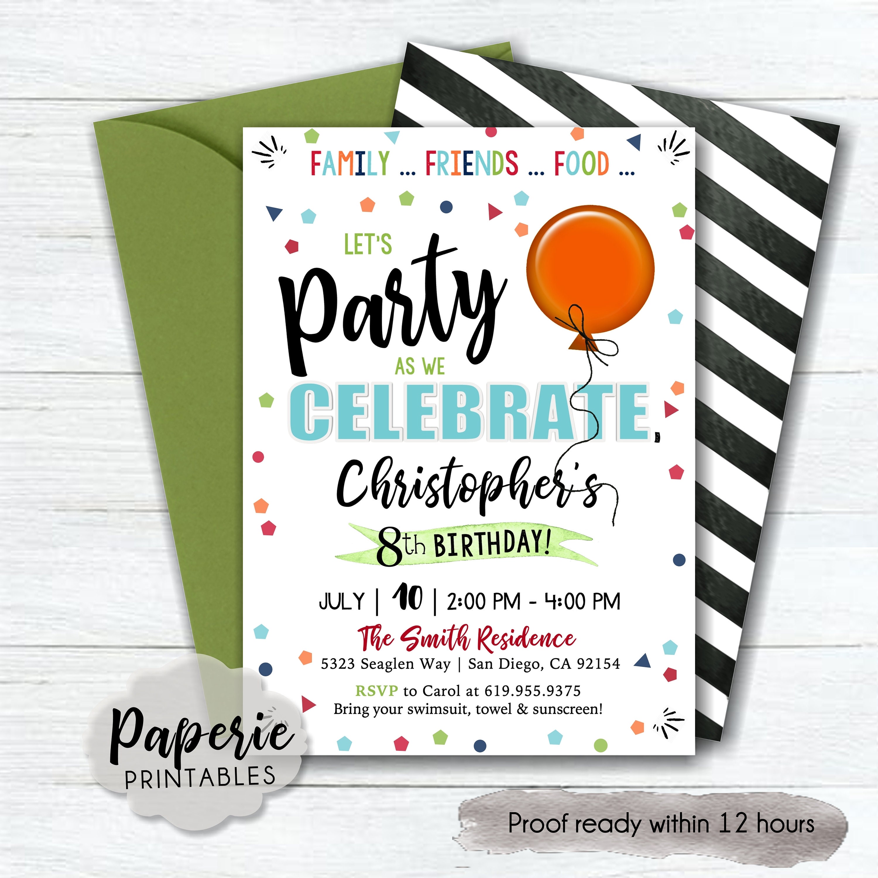 Colorful Birthday Party Invitation Birthday Party Invitation | Etsy