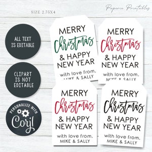 Editable Merry Christmas Gift Tags, Holiday Gift Tags, Printable Merry ...