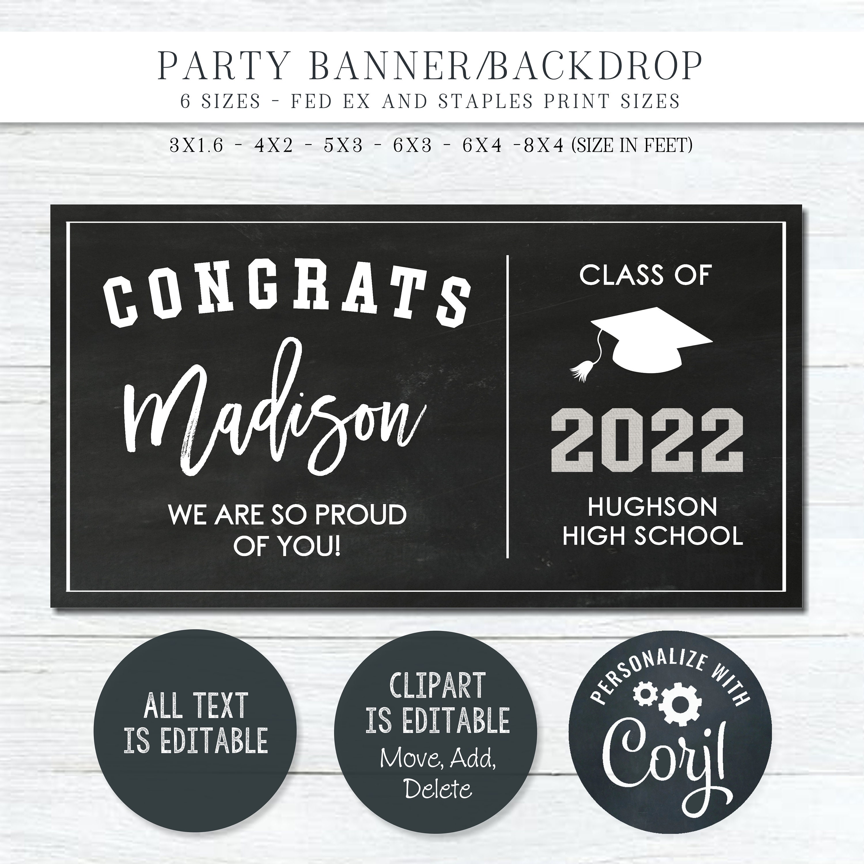 EDITABLE Graduation Banner Graduation Yard Sign Class of - Etsy