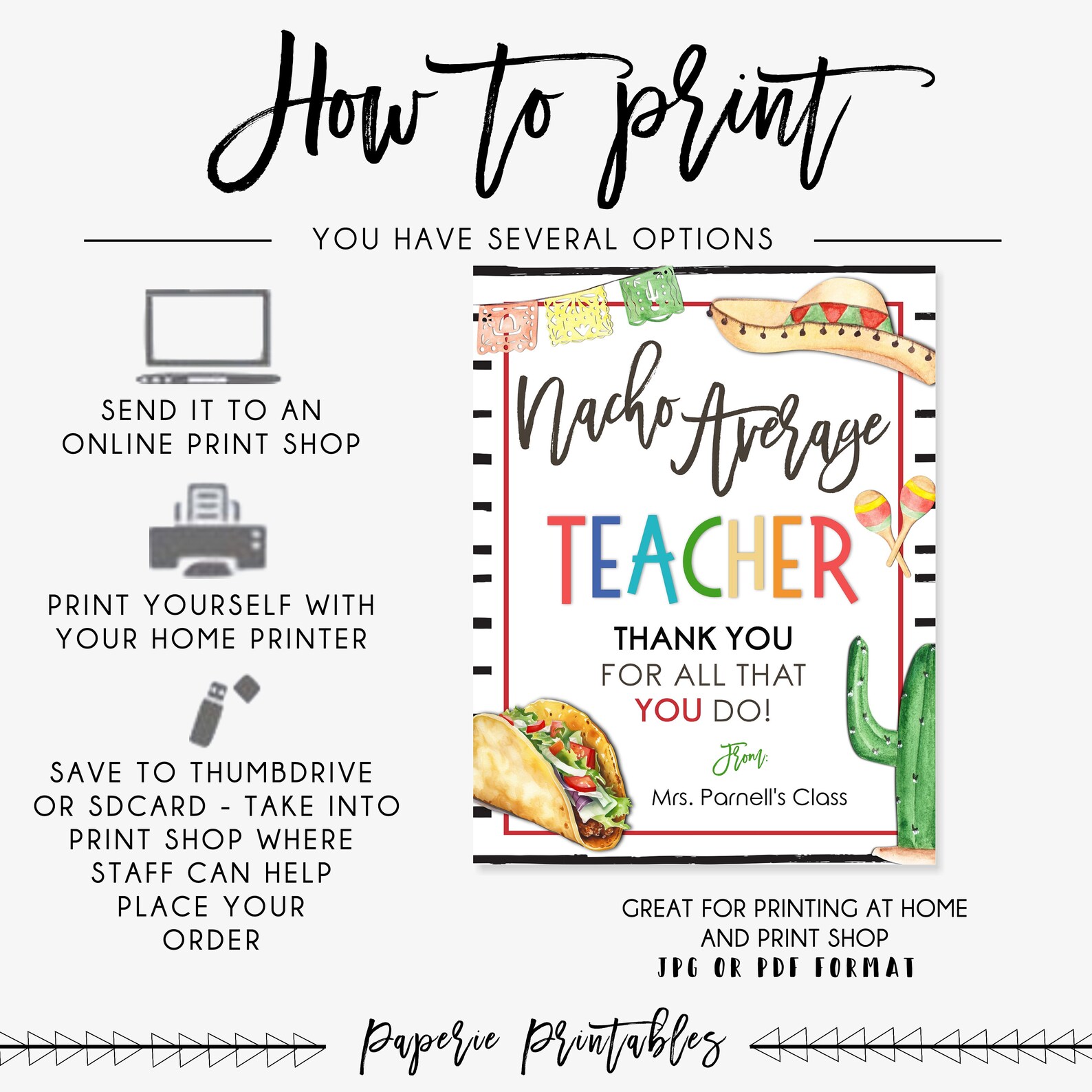 Editable Nacho Average Teacher Appreciation Sign: Fiesta Decor (DIY ...