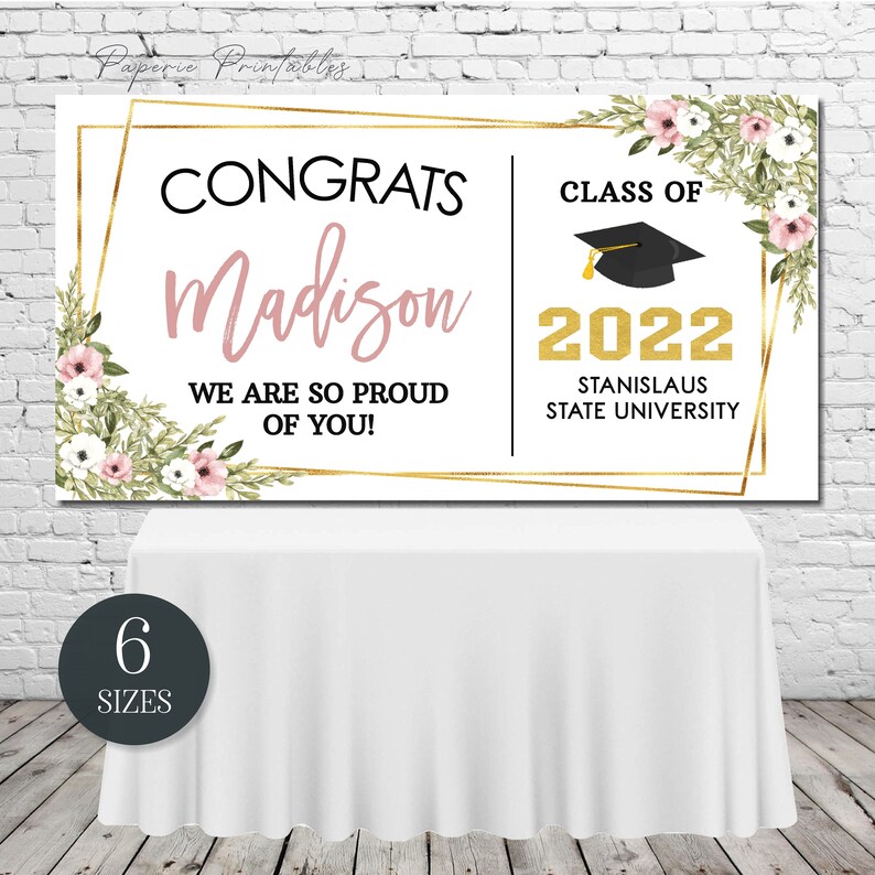 EDITABLE Graduation Banner Graduation Yard Sign Class of - Etsy