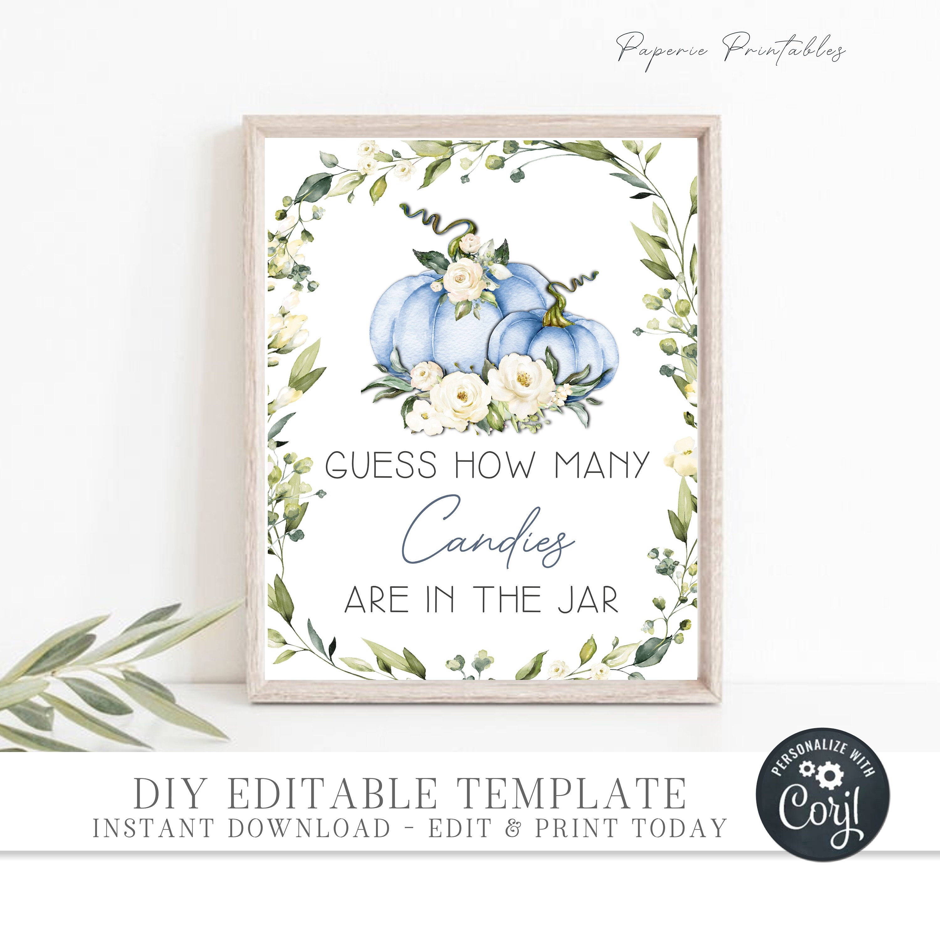 EDITABLE Guess How Many Sign Pumpkin Guess How Many Baby - Etsy