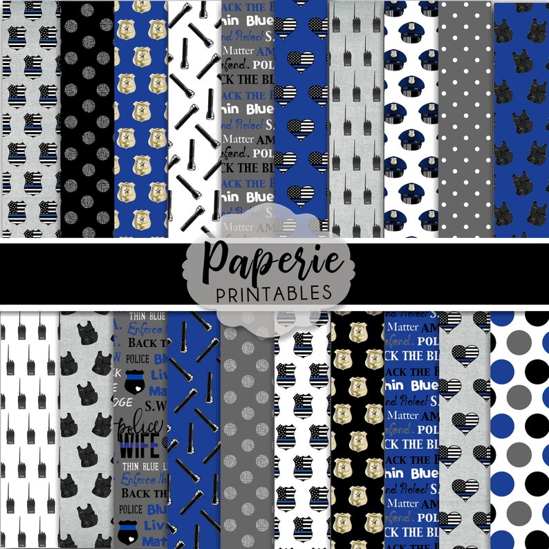 Police Digital Paper 12x12 Digital Scrapbooking Paper 40 - Etsy