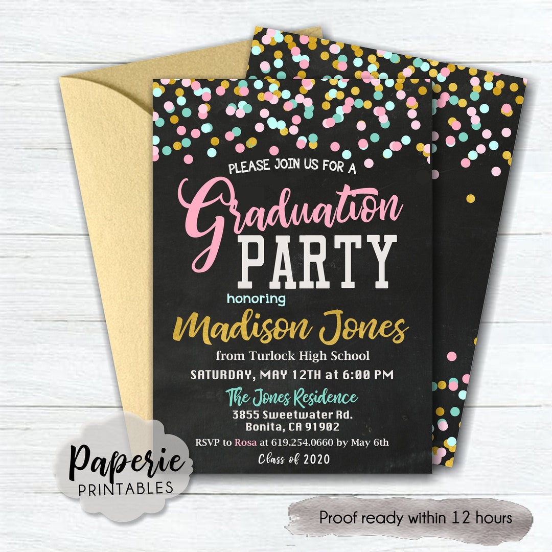 Confetti Graduation Party Invitation Graduation Ceremony Invitation ...