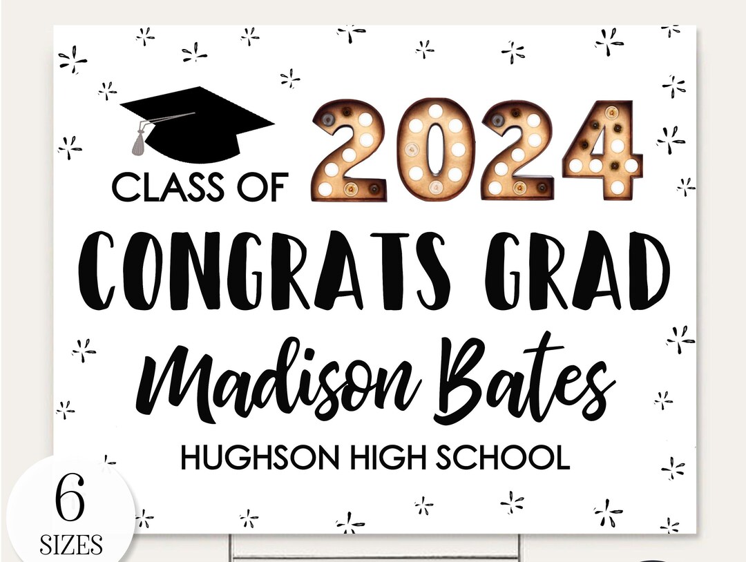 Editable Graduation Yard Sign: Class of 2024, Congrats Grad (DIY Corjl ...
