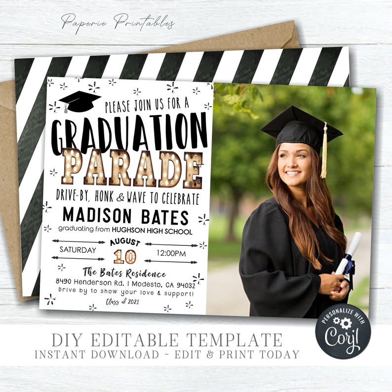 EDITABLE Graduation Parade Invitation Drive by Graduation - Etsy