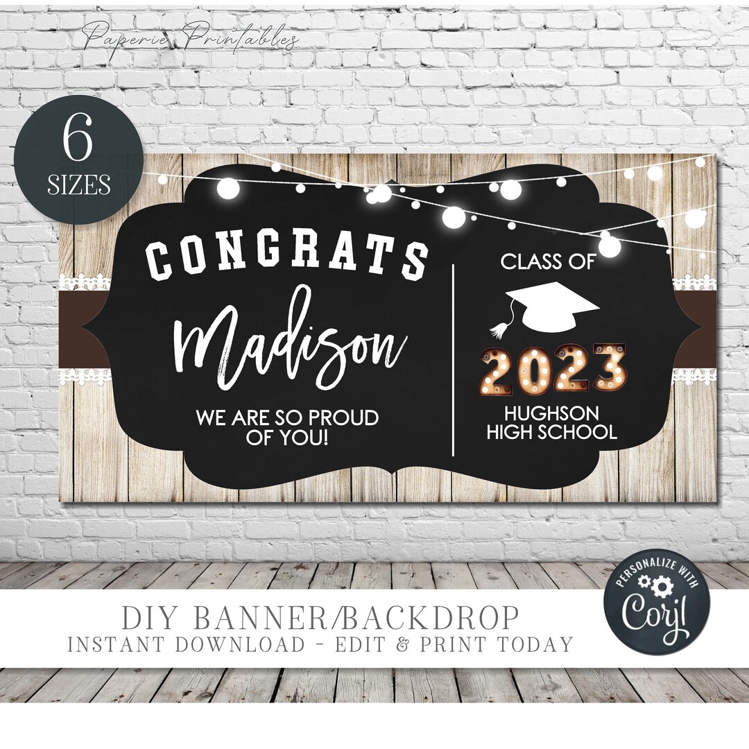 EDITABLE Graduation Banner Graduation Yard Sign Class of - Etsy Portugal