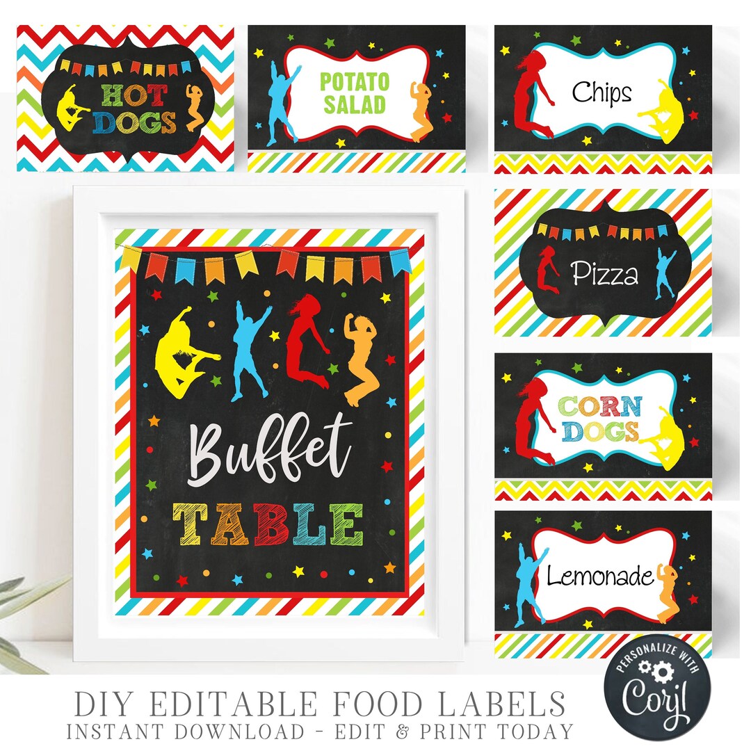 EDITABLE Let's Jump Food Label Tent Card, Let's Jump Food Label ...