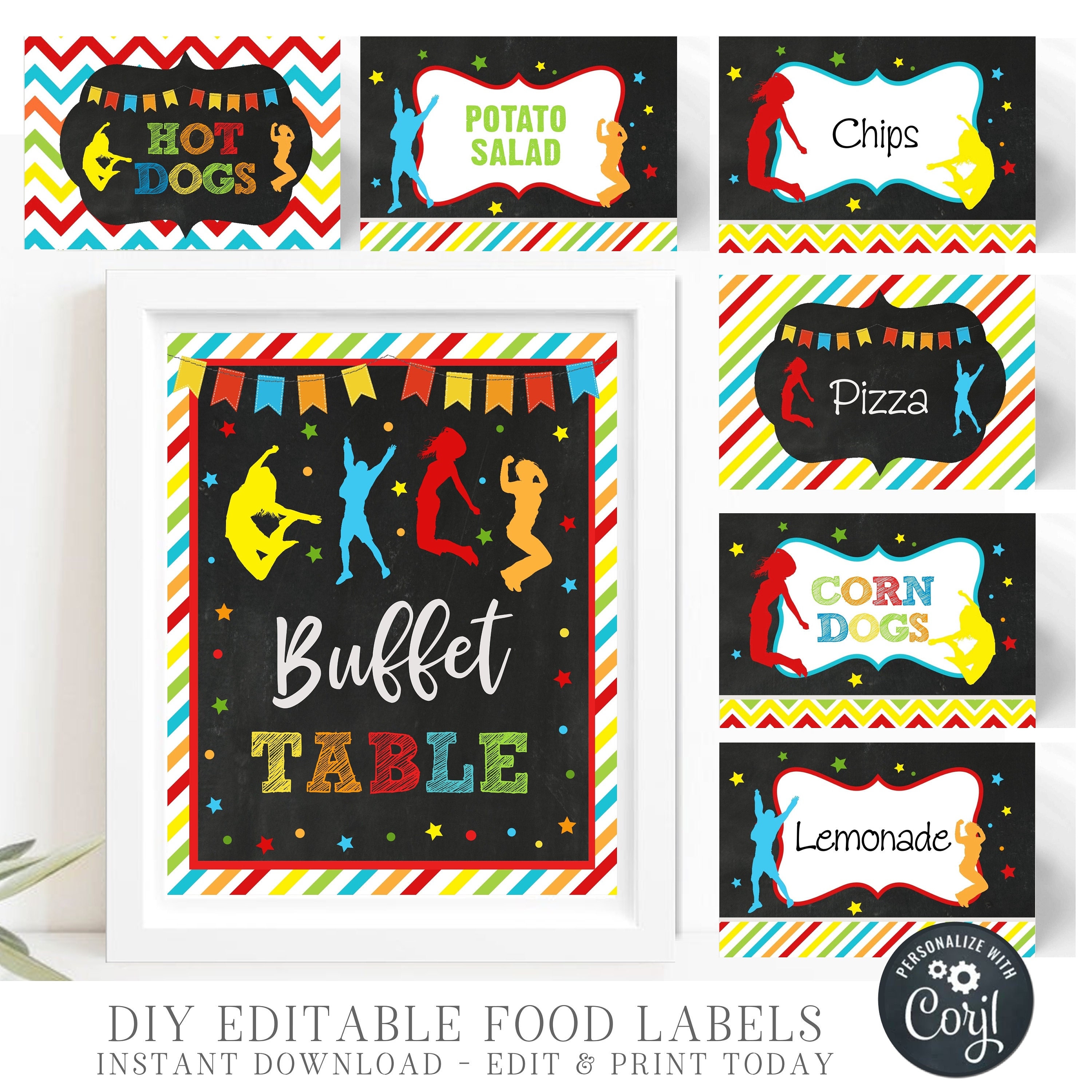 EDITABLE Let's Jump Food Label Tent Card Let's Jump - Etsy