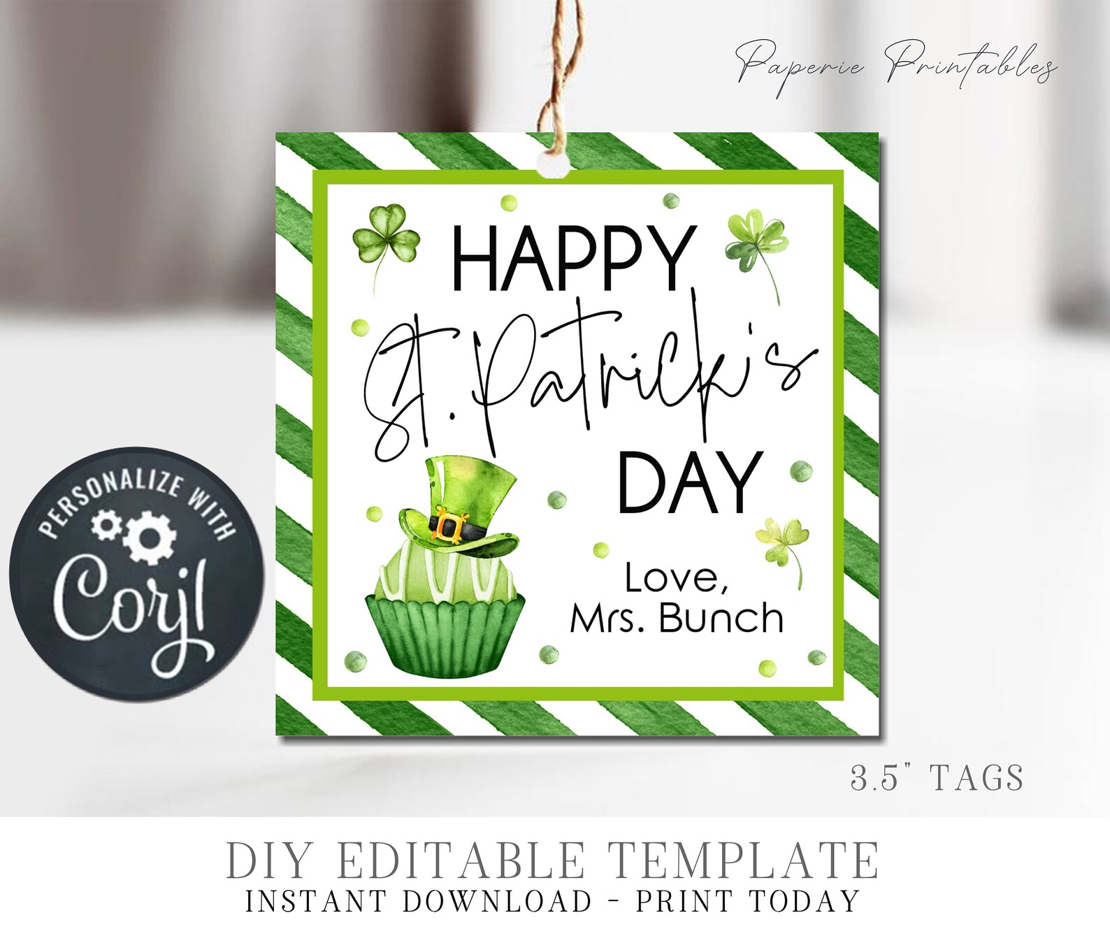 Editable St.patrick's Day Gift Tag St.patrick's Day - Etsy