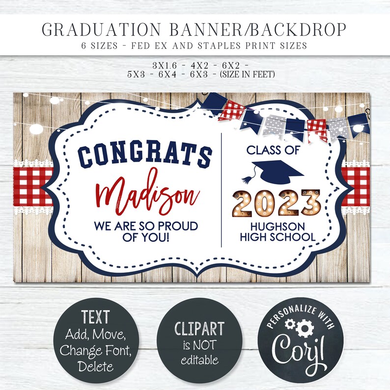 EDITABLE Graduation Backdrop Graduation Banner Class of 2023 - Etsy