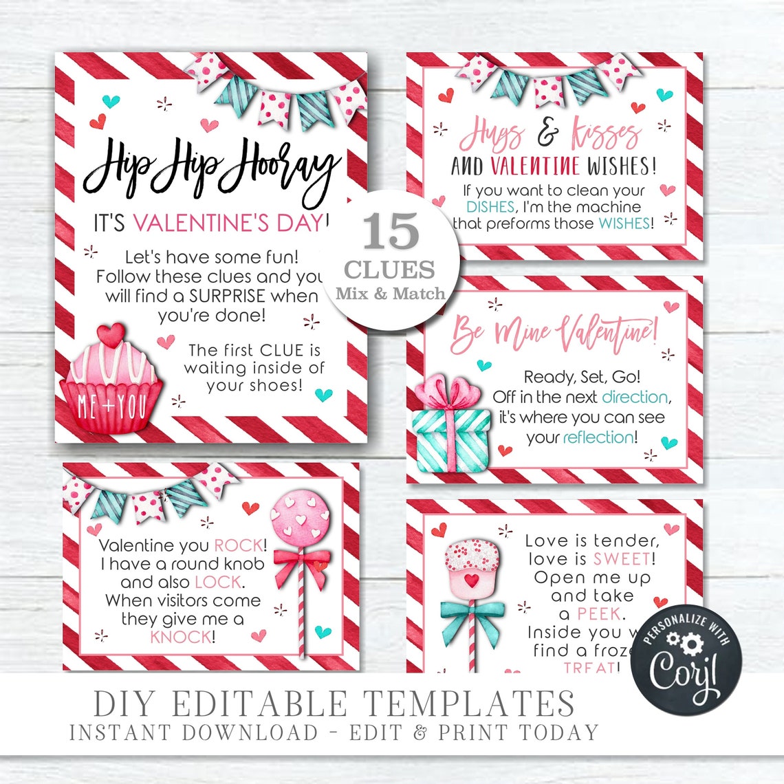 EDITABLE Valentine's Day Scavenger Hunt Printable - Etsy