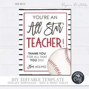 Editable Baseball Coach/teacher Appreciation Sign (digital Download) - Etsy