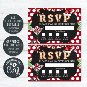 Editable Christmas RSVP Cards Christmas RSVP Insert Cocktail Party Rsvp ...
