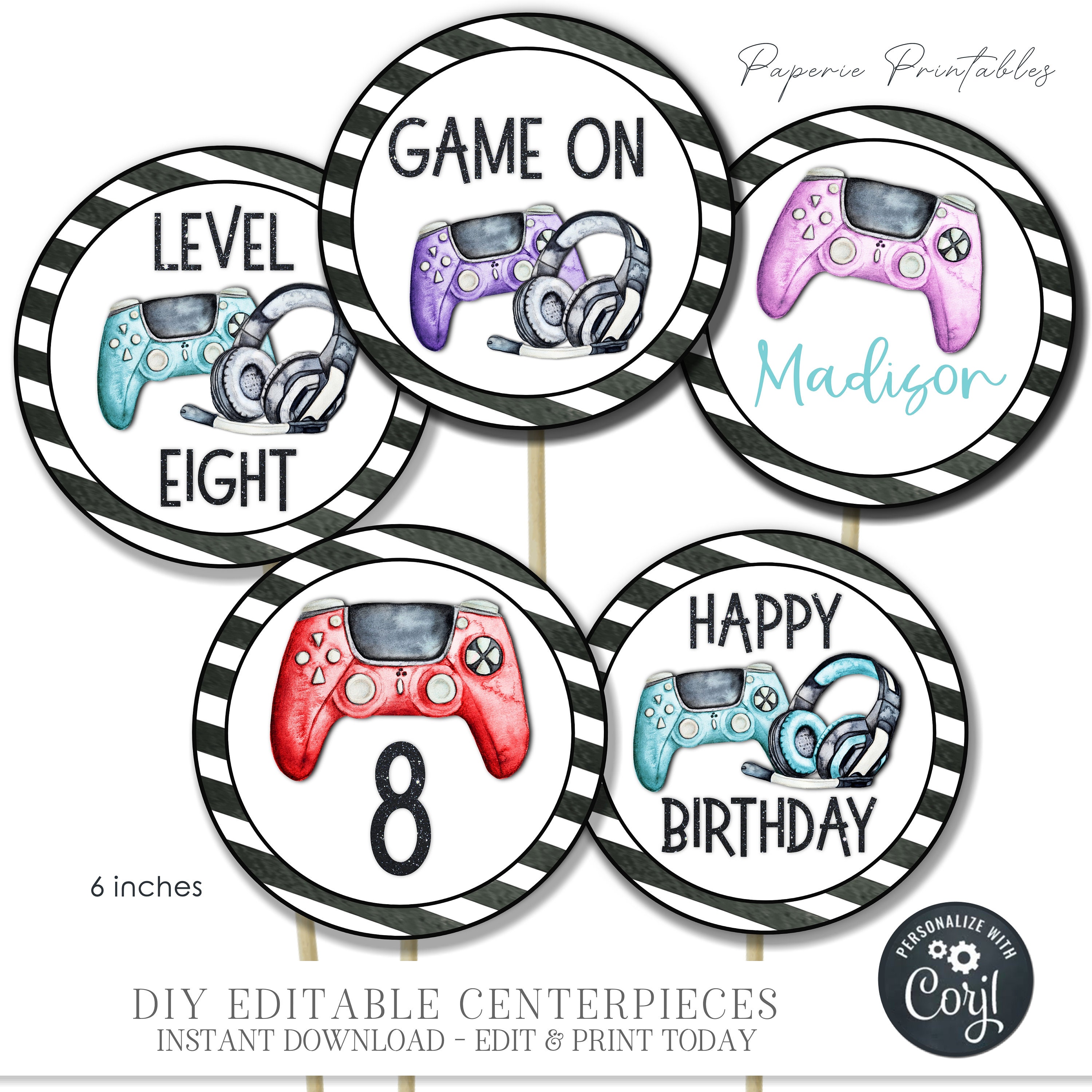 EDITABLE Gaming Party Decorations Video Game Birthday Party - Etsy