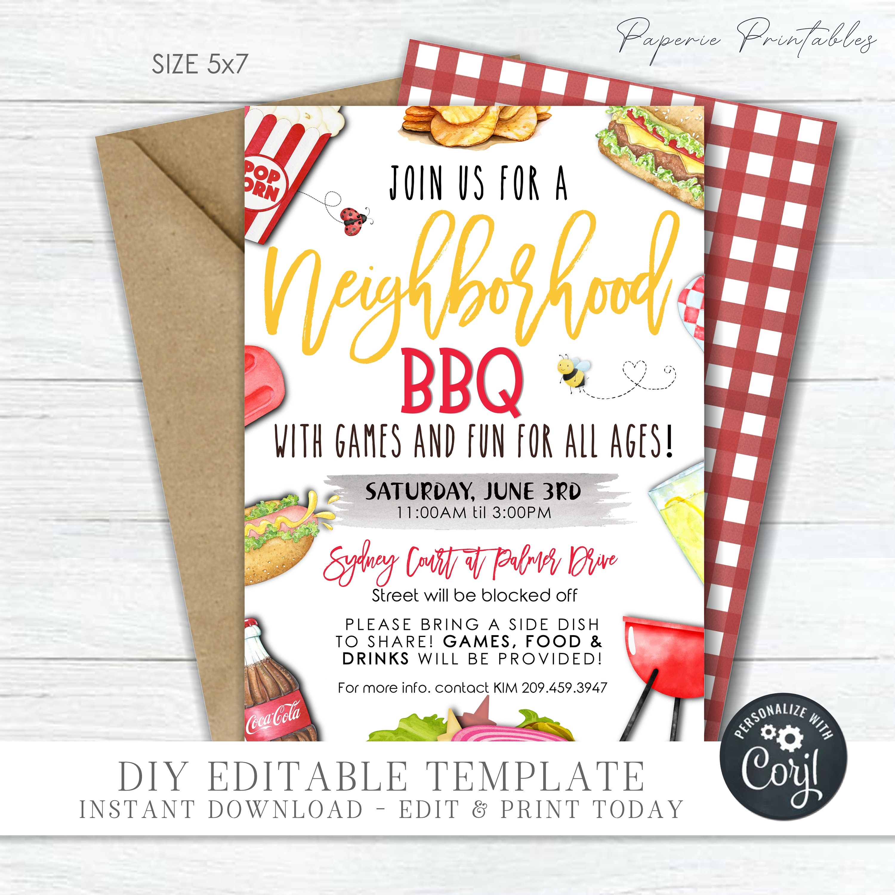 Editable Neighborhood BBQ Invitation: Cookout Party (digital Download ...