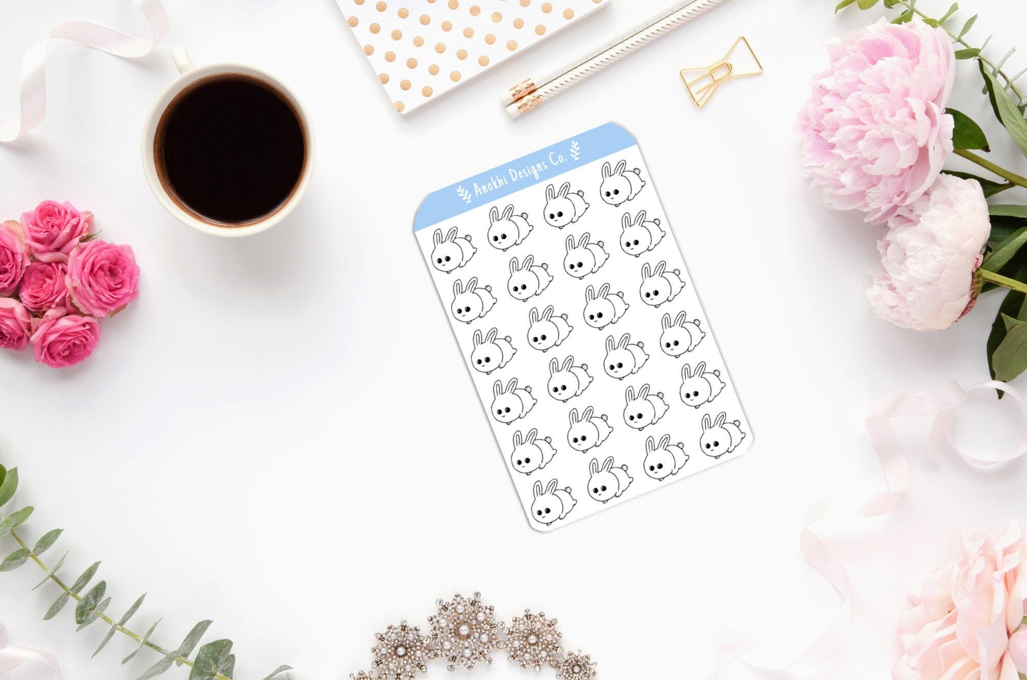 Bunny Sticker Sheet, Bunnies, Cute Stickers, Easter Stickers, Kawaii ...