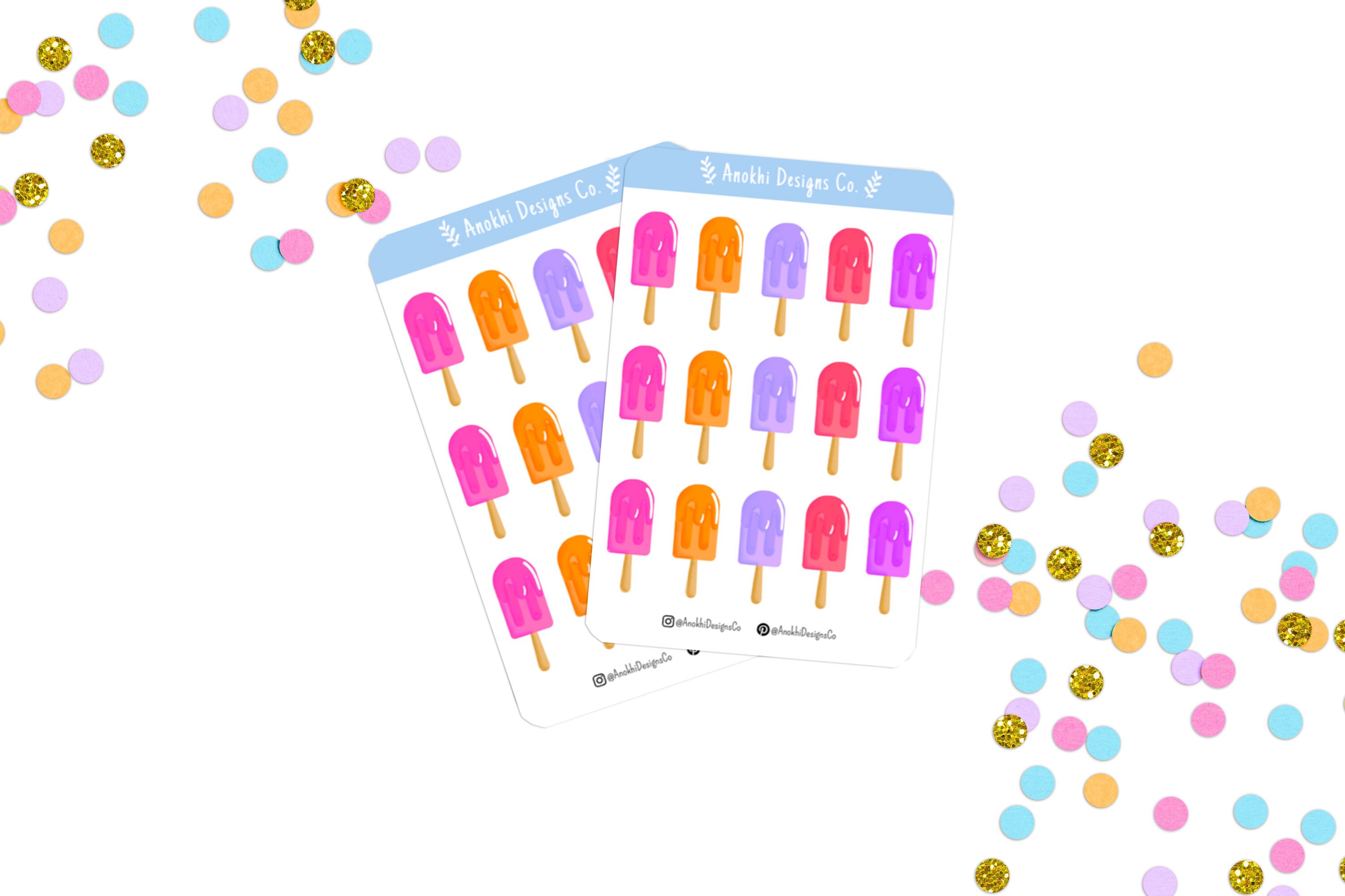 Popsicle Sticker Sheet, Sticker Pack, Planner Stickers, Summer Sticker ...