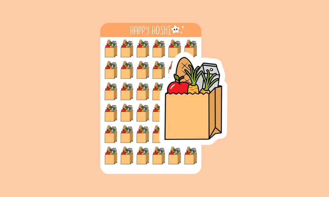 Grocery Bag Sticker Sheet, Planner Stickers, Planner Addict, Reminder ...
